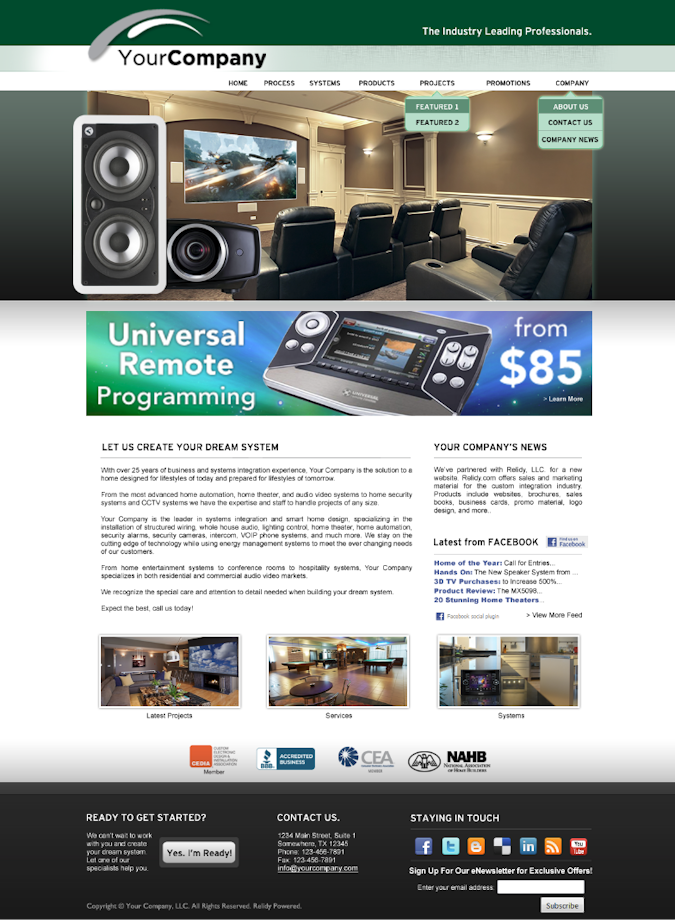 Installer Website Sample Home Page